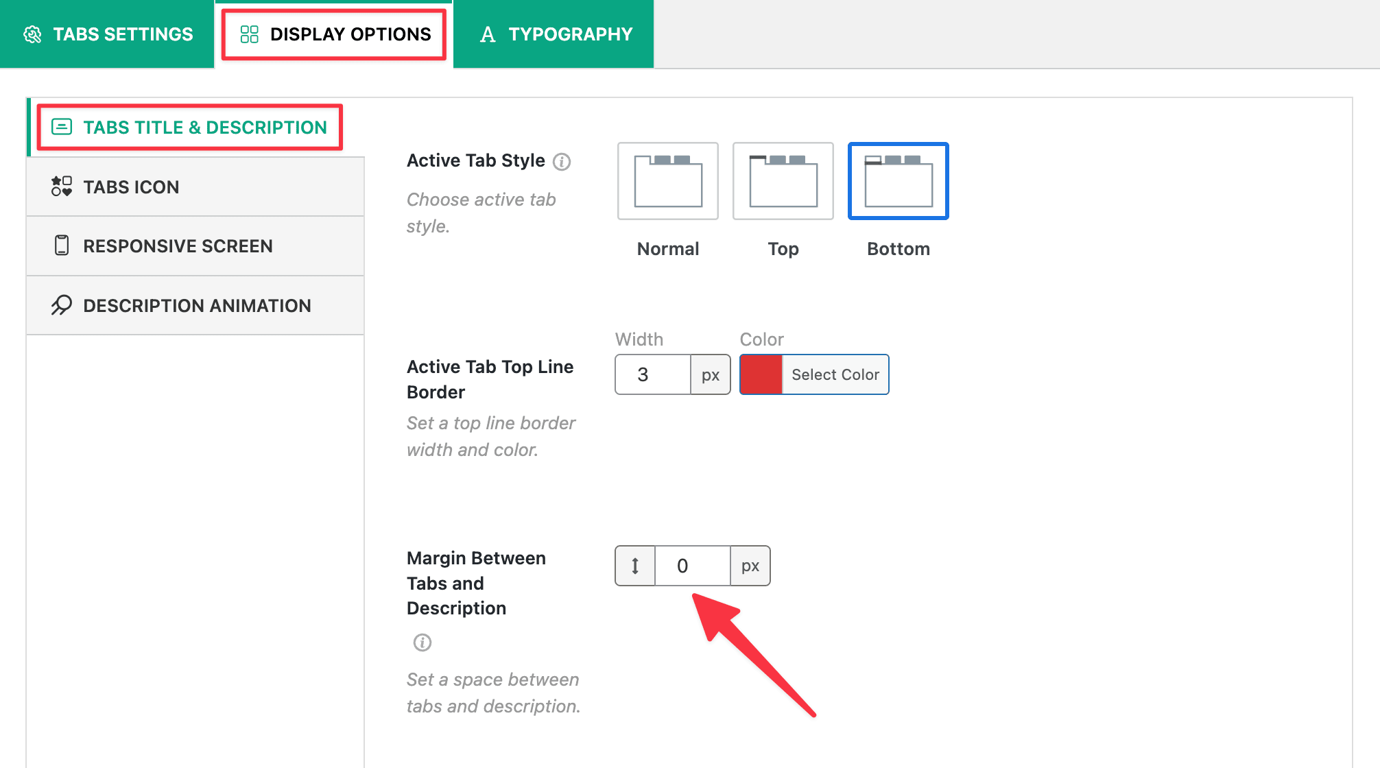 How to set the Margin Between Tabs and Description? – Smart Tabs Docs