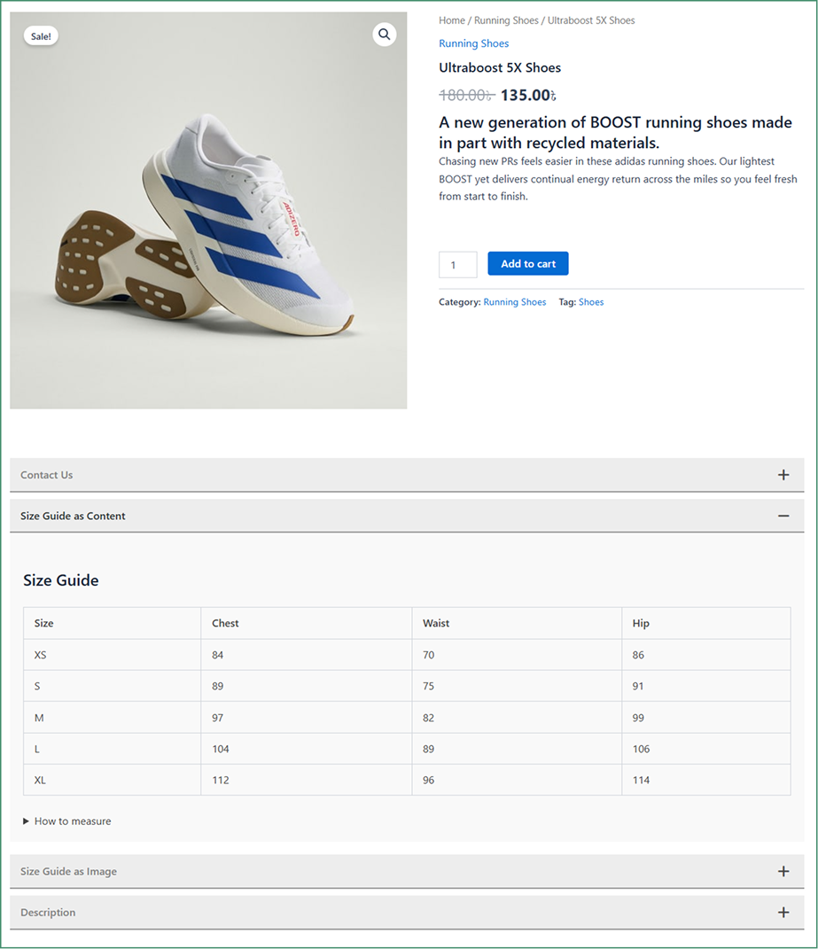 How to add Product Size Charts in WooCommerce with Smart Tabs